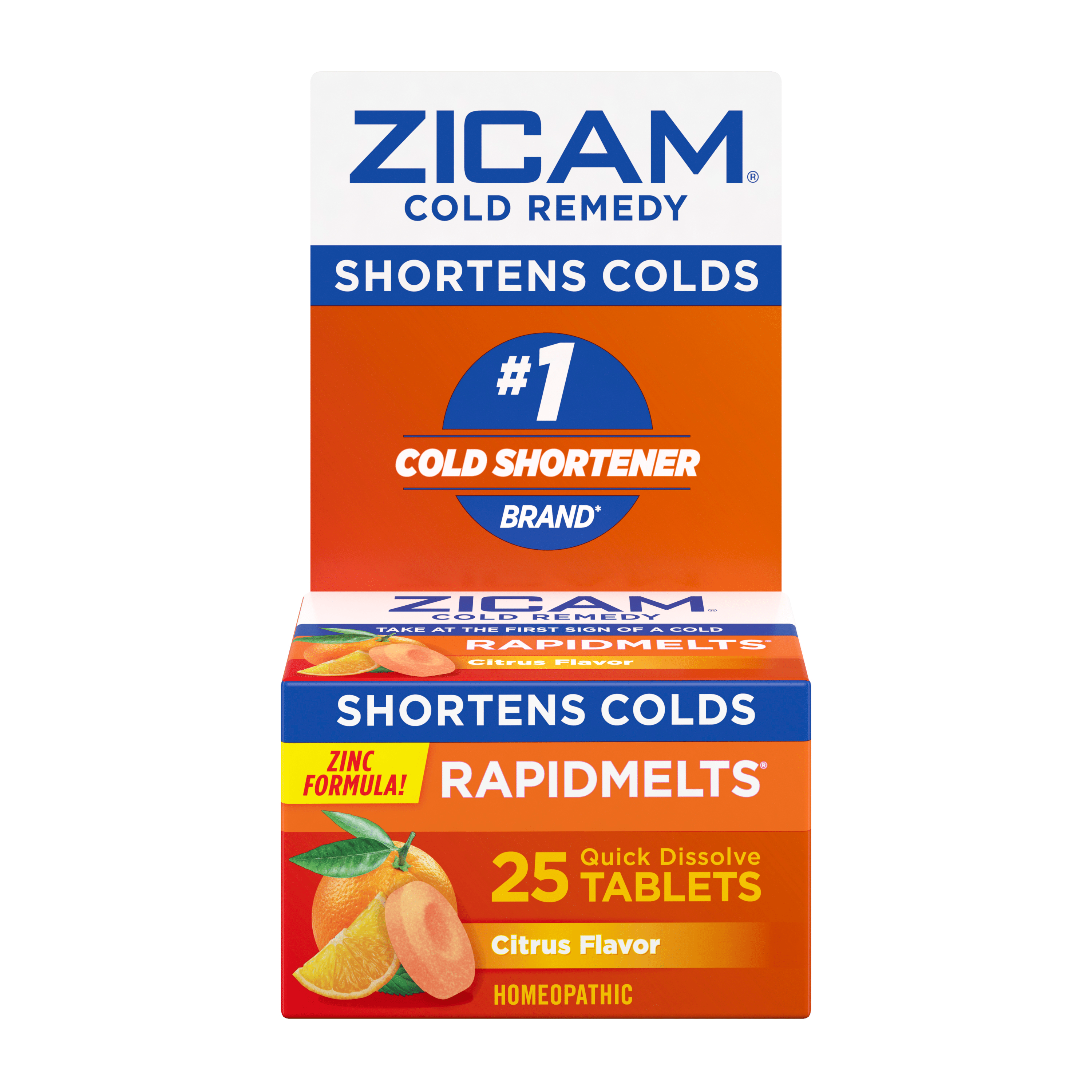 Zicam Zinc Cold Remedy RapidMelts Quick-Dissolve Tablets Citrus Flavor 25ct